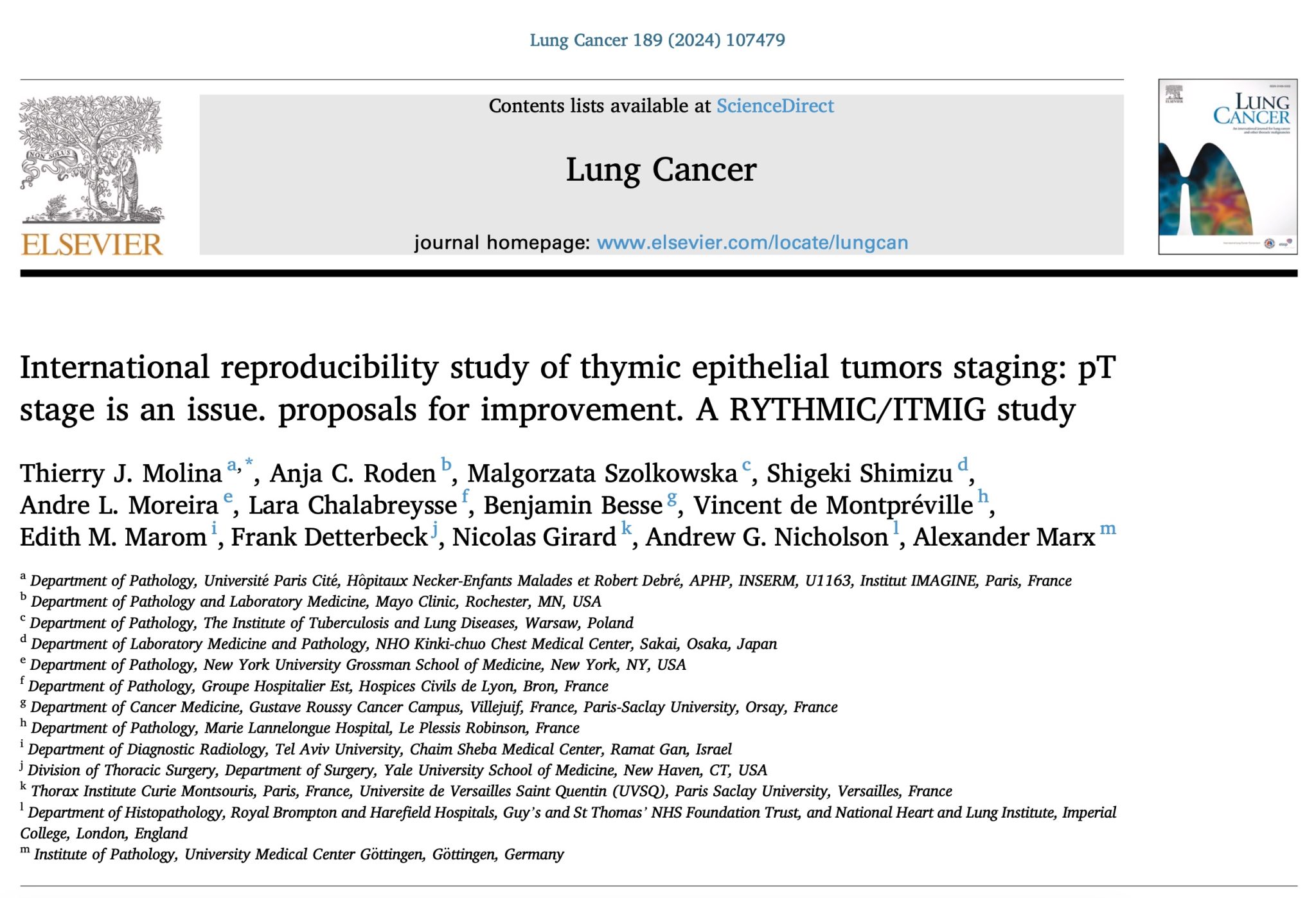 ITMIG - International reproducibility study of thymic epithelial tumors ...